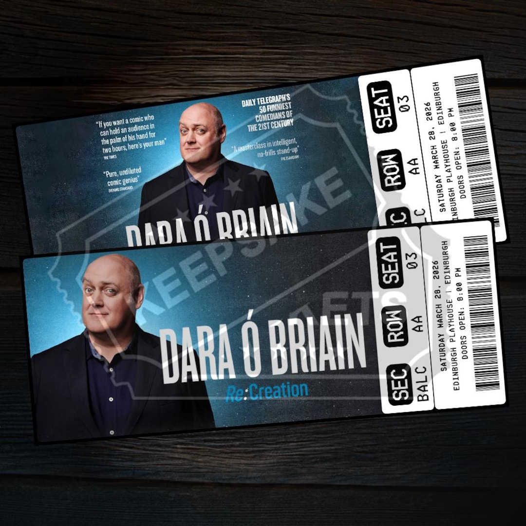 Printable Dara O'briain Ticket Re:creation Tour | Personalized Live Stand up Comedy Show Gift ...