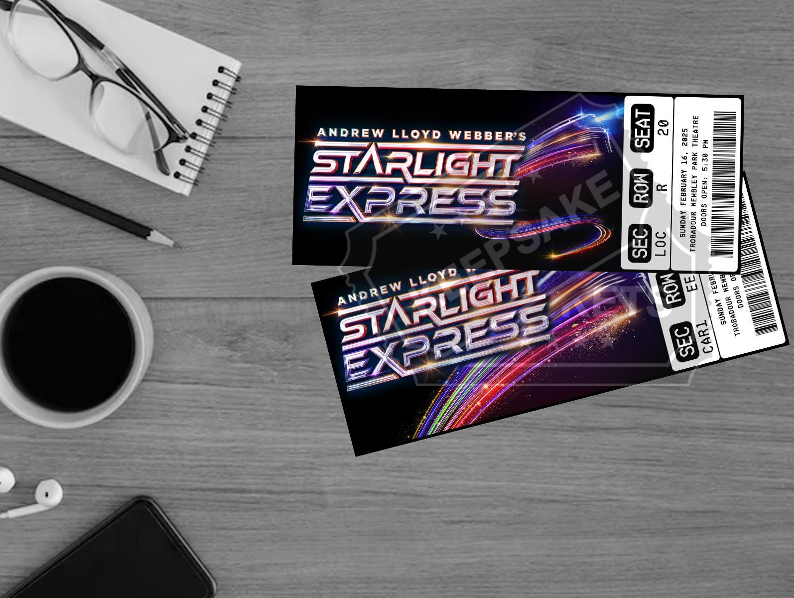 Printable Starlight Express Theatre Ticket Personalized Gift Reveal ...