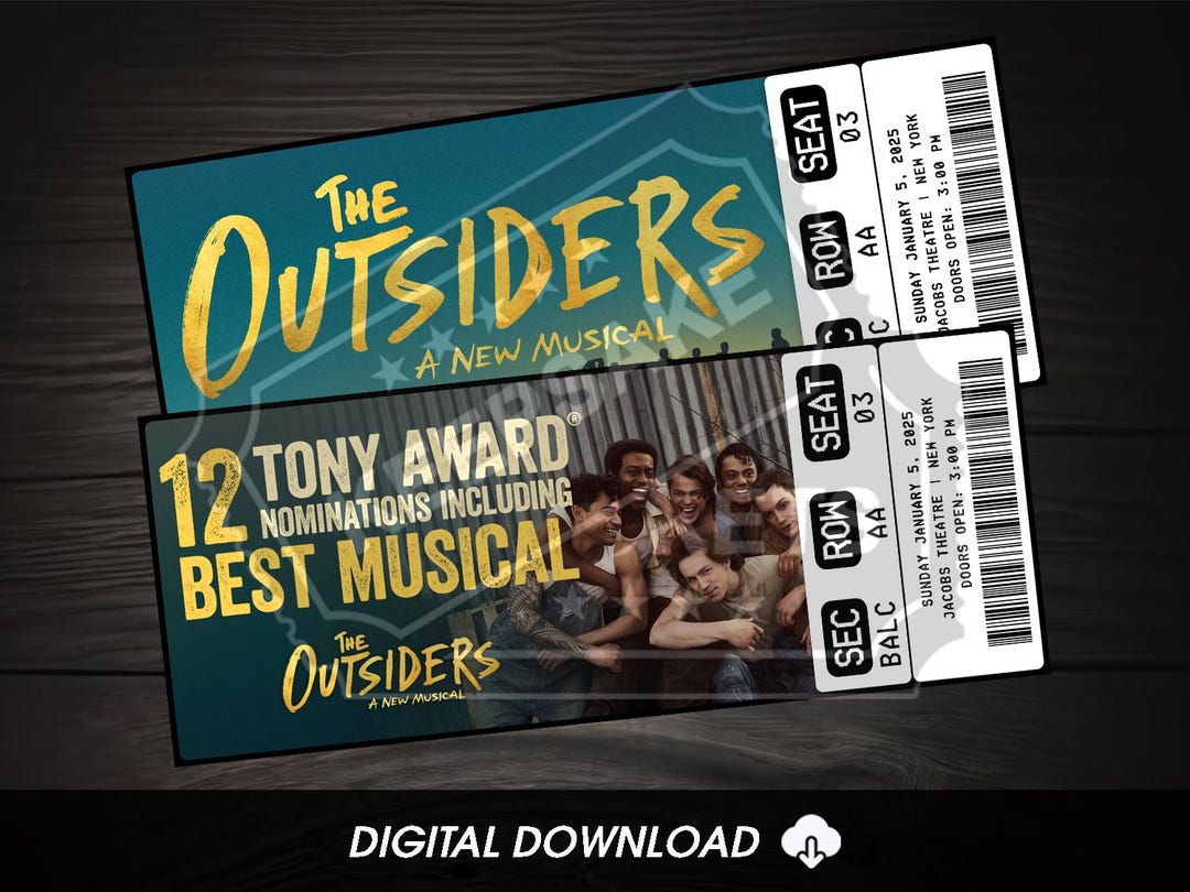 Printable the Outsiders Musical Theatre Ticket | Personalized Gift ...