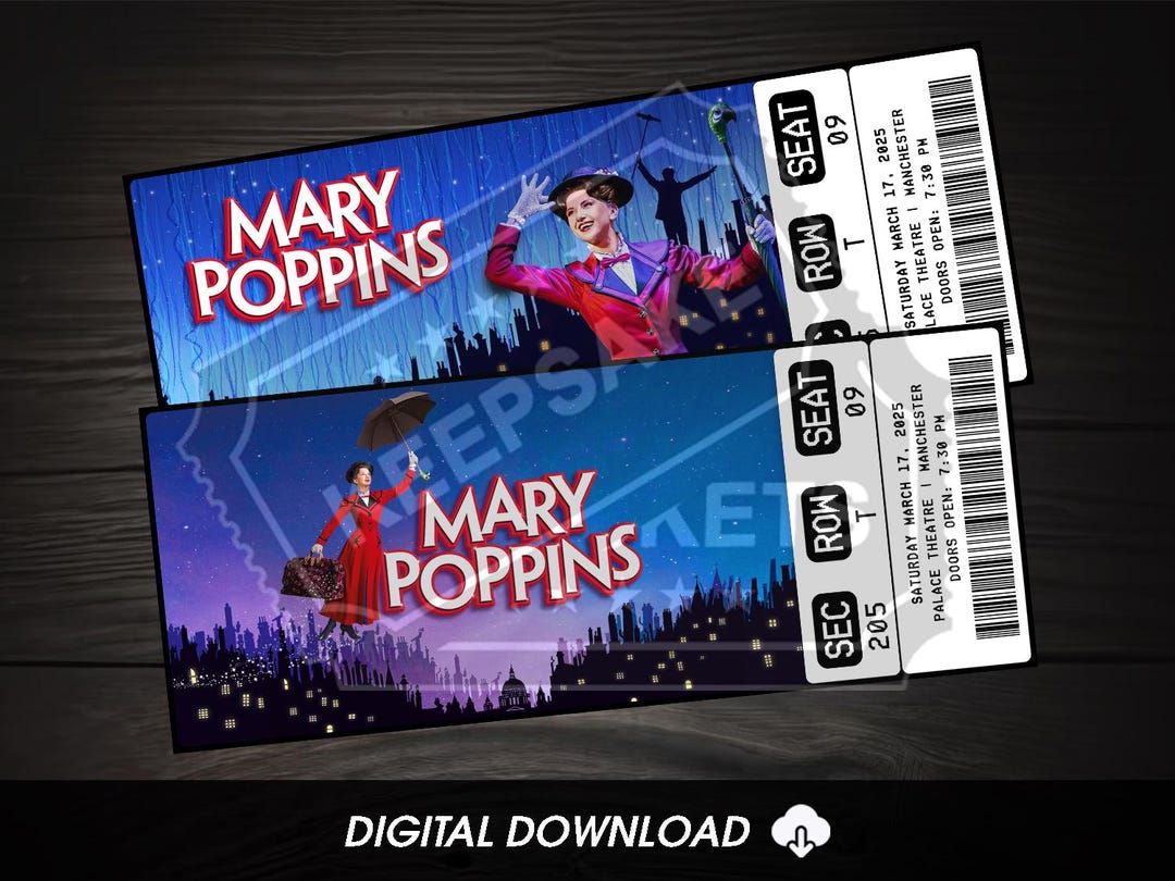 Printable Mary Poppins Musical Theatre Ticket | Personalized Gift ...