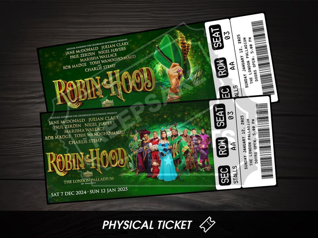 Custom Robin Hood Musical Theatre Ticket | Personalized Gift Reveal ...