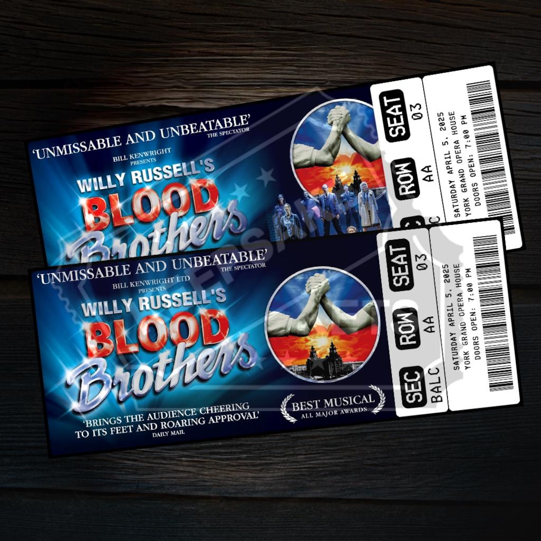 Printable Blood Brothers Musical Theatre Ticket | Personalized Gift ...