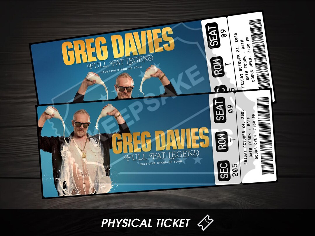 Custom Greg Davies Ticket Full Fat Legend Tour | Personalized Live ...