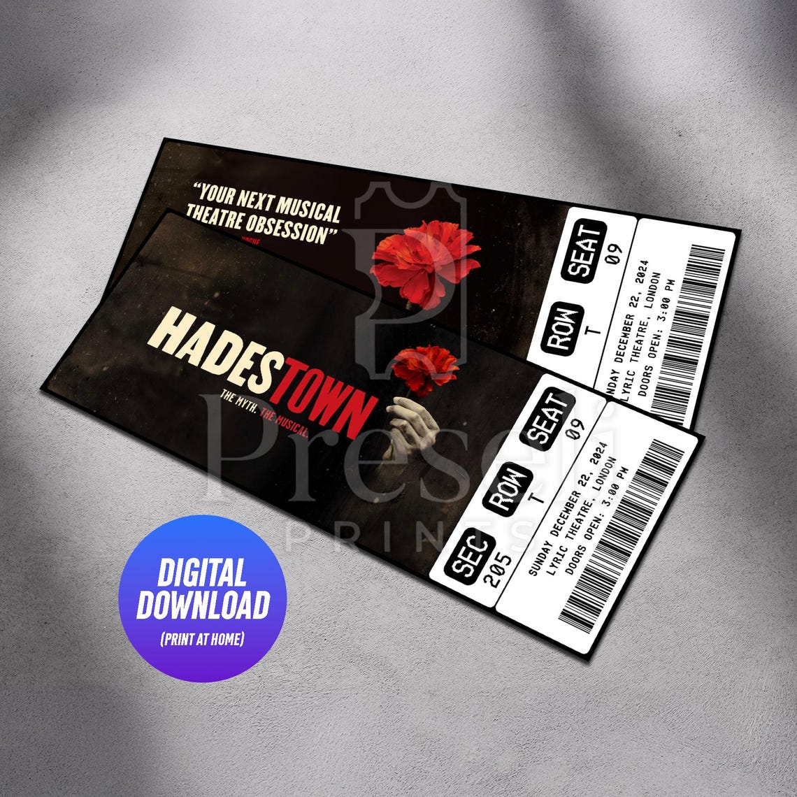 Printable Hadestown the Musical Theatre Ticket | Personalized Gift ...