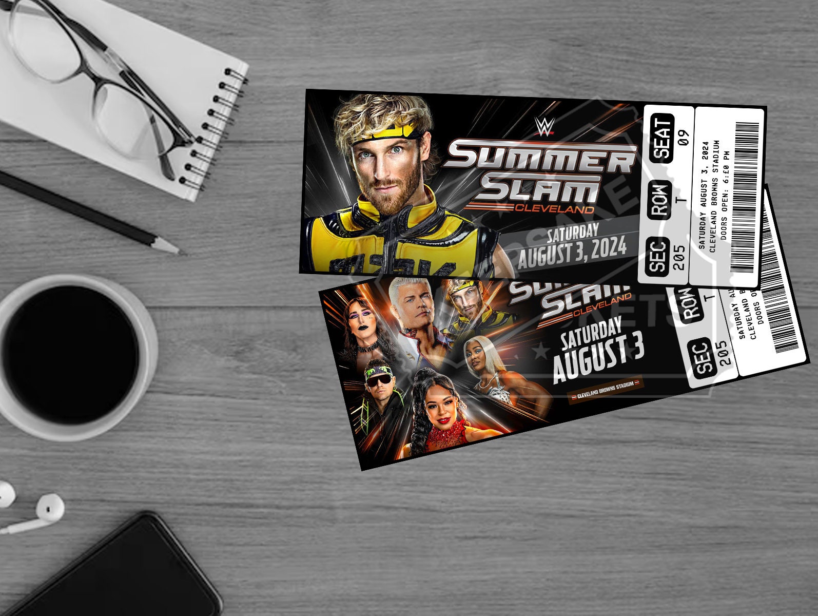 Printable WWE Summerslam Ticket 2024 Personalized Gift Reveal Wrestling ...