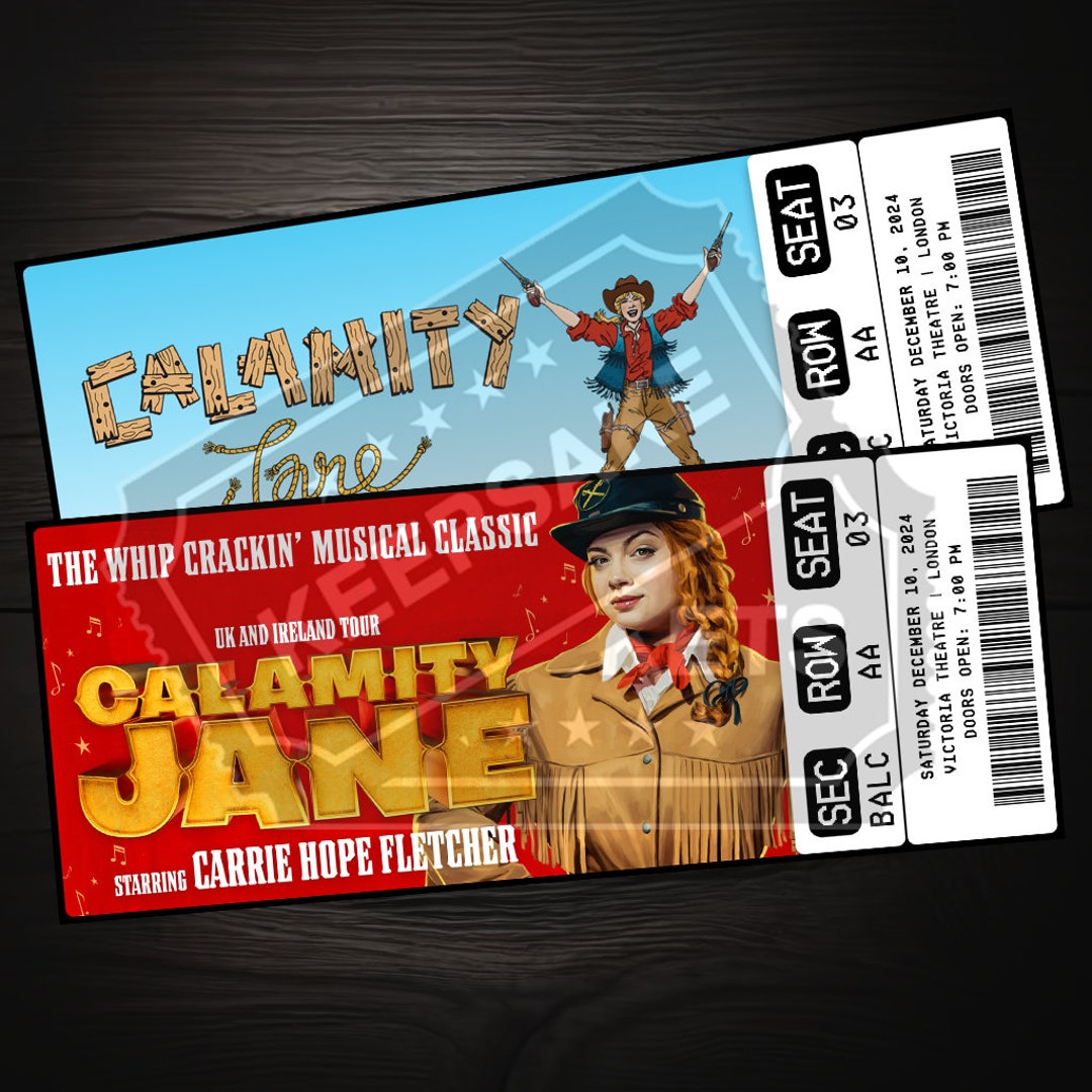 Printable Calamity Jane Musical Theatre Ticket Personalized Gift Reveal ...