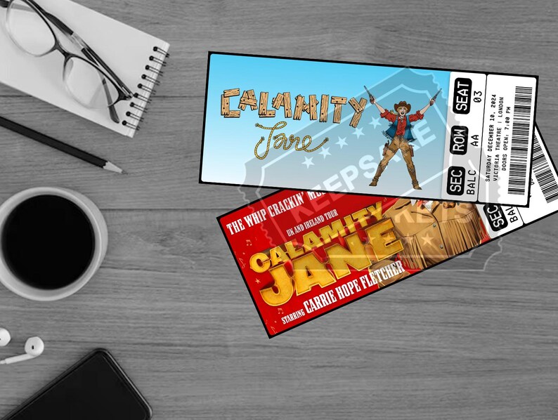 Custom Calamity Jane Musical Theatre Ticket | Personalized Gift Reveal ...