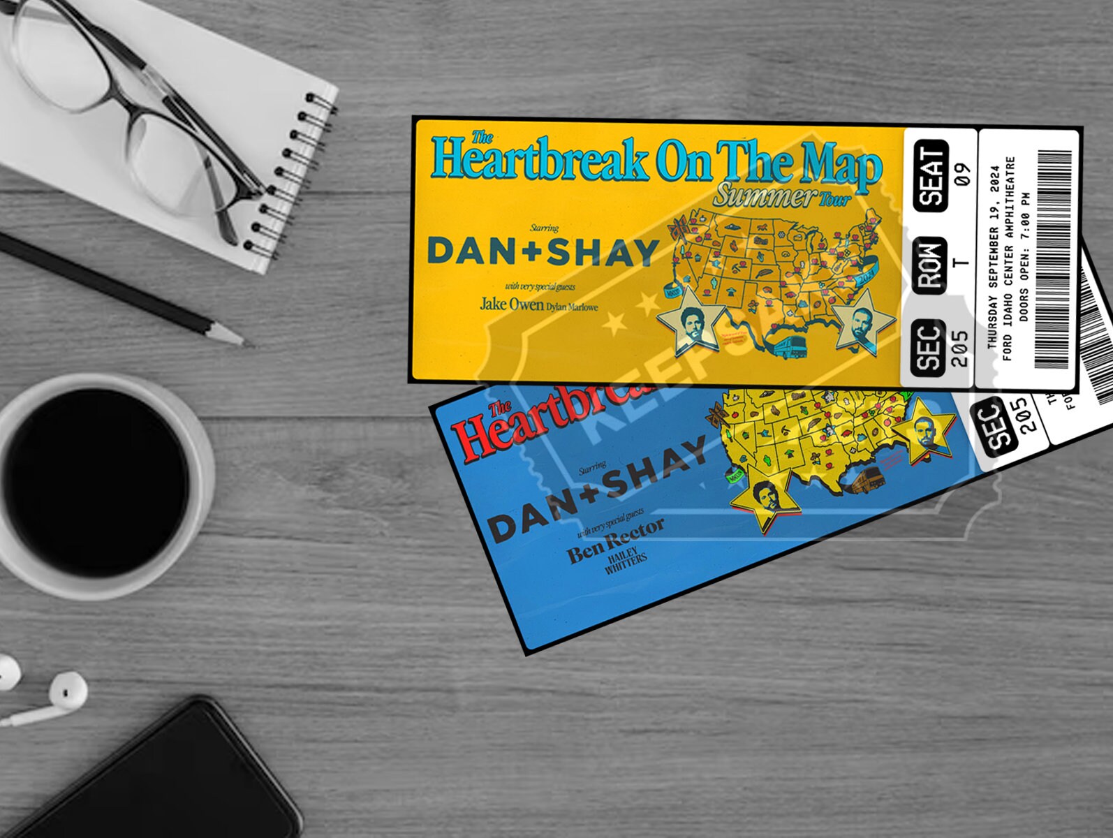 Printable Dan Shay Ticket Heartbreak on the Map Tour Personalized Gift ...