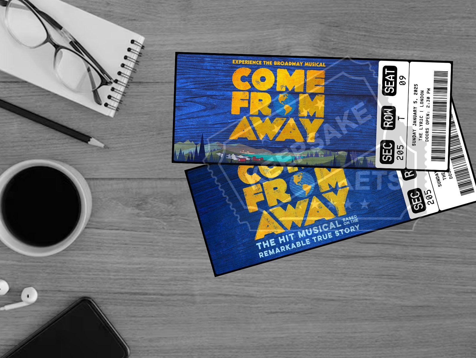 Printable Come From Away Musical Theatre Ticket Personalized Gift ...