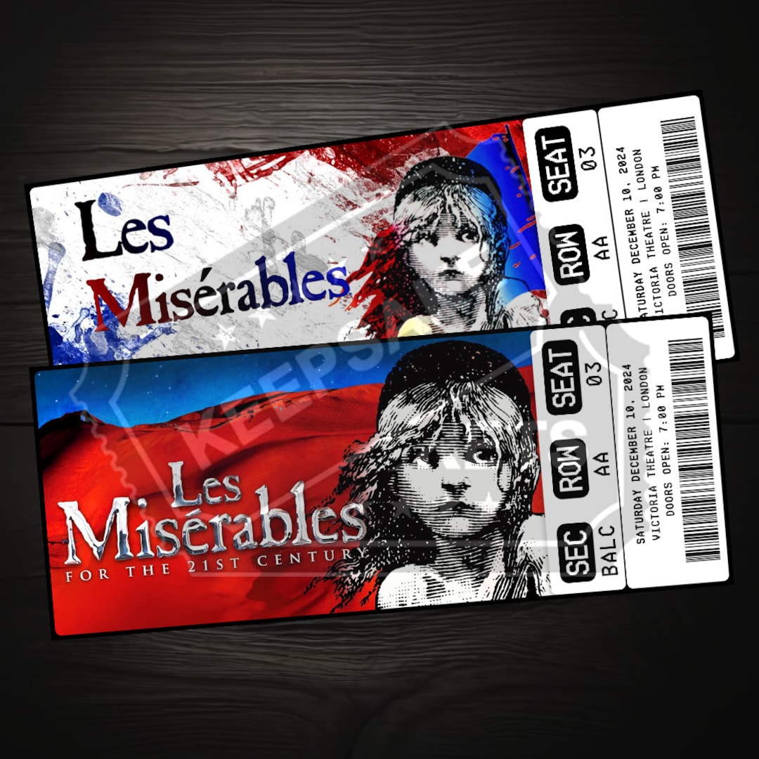 Printable Les Miserables Musical Theatre Ticket Personalized Gift ...