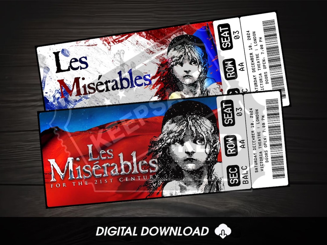 Printable Les Miserables Musical Theatre Ticket | Personalized Gift ...