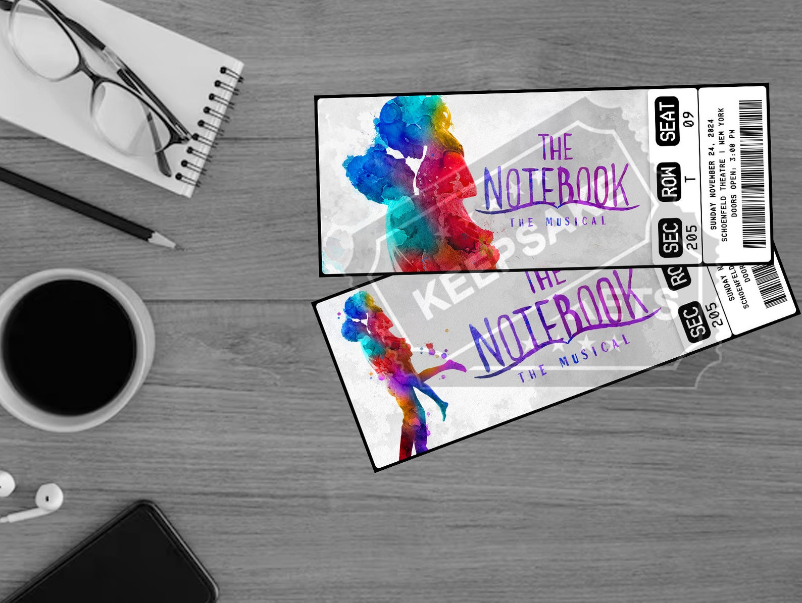Printable the Notebook Musical Theatre Ticket | Personalized Gift ...