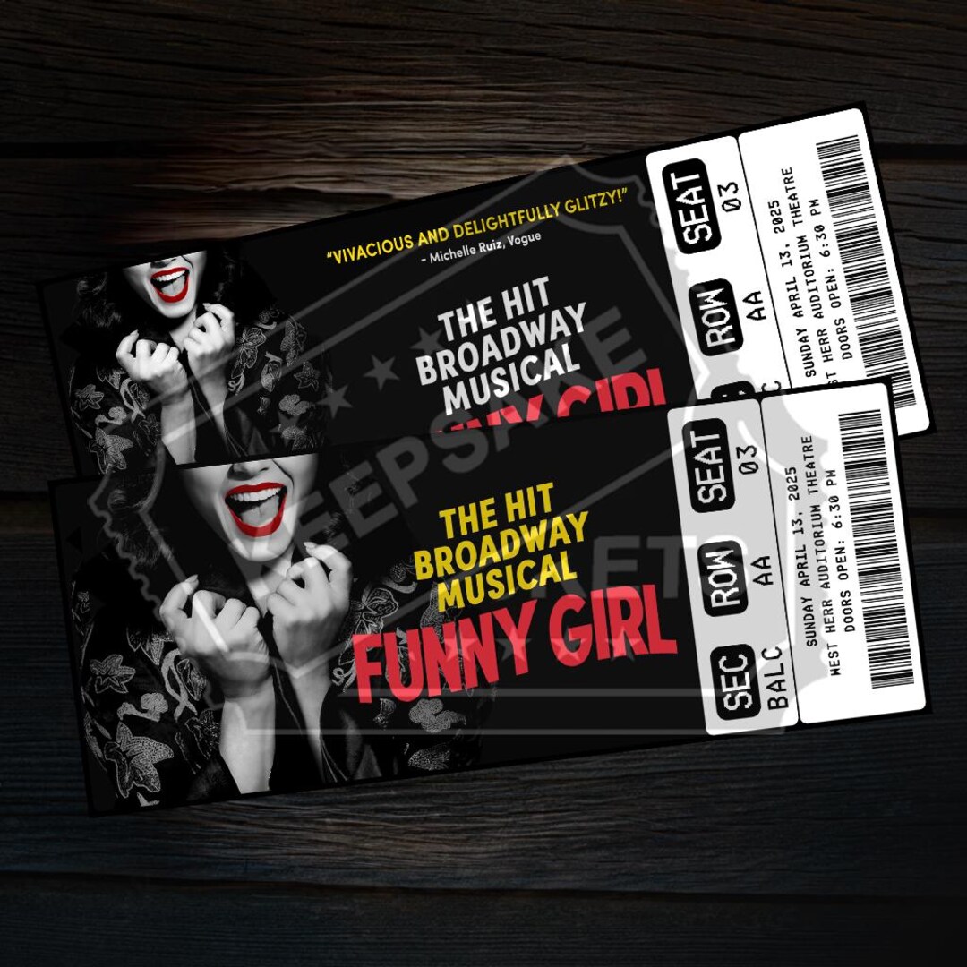 Printable Funny Girl Musical Theatre Ticket | Personalized Gift Reveal ...