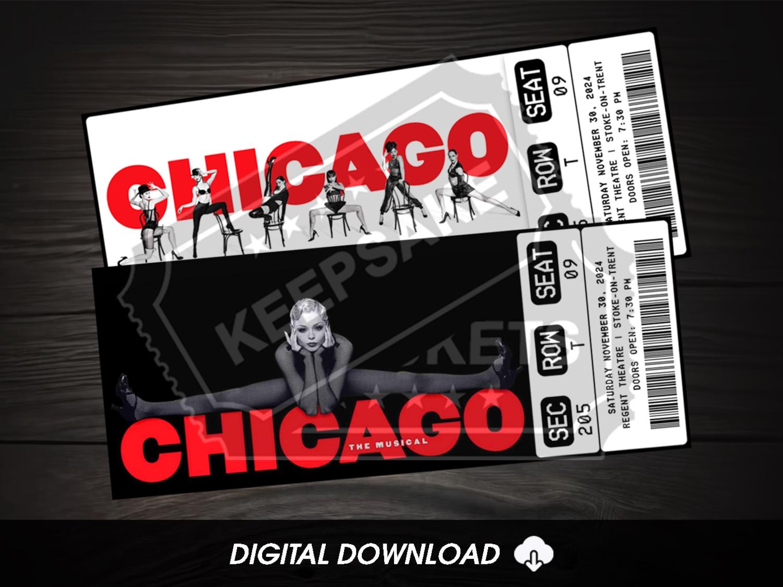 Printable Chicago the Musical Theatre Ticket Personalized Gift Reveal ...