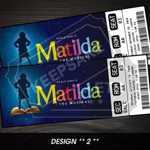 Custom Matilda the Musical Theatre Ticket | Personalized Gift Reveal ...