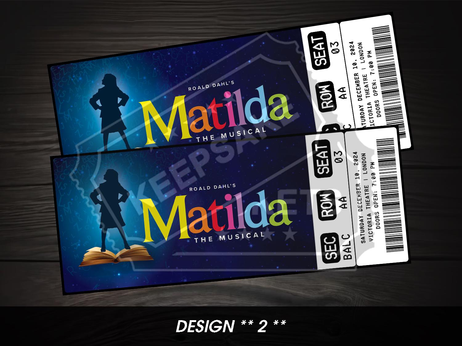 Custom Matilda the Musical Theatre Ticket | Personalized Gift Reveal ...