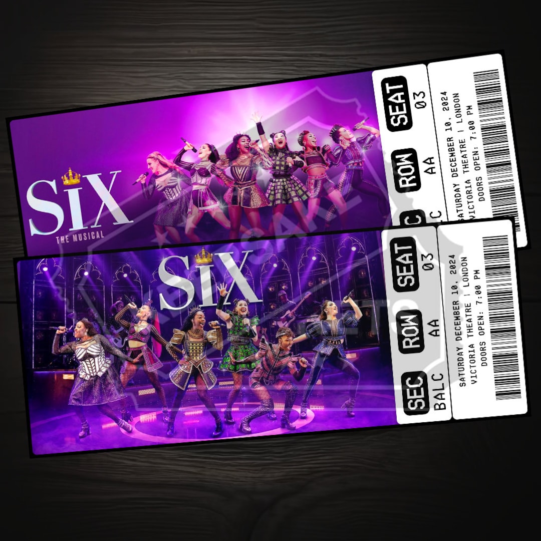 Printable Six the Musical Theatre Ticket Personalized Gift Reveal ...