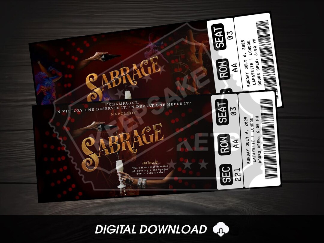 Printable Sabrage Circus Theatre Ticket | Personalized Gift Reveal ...