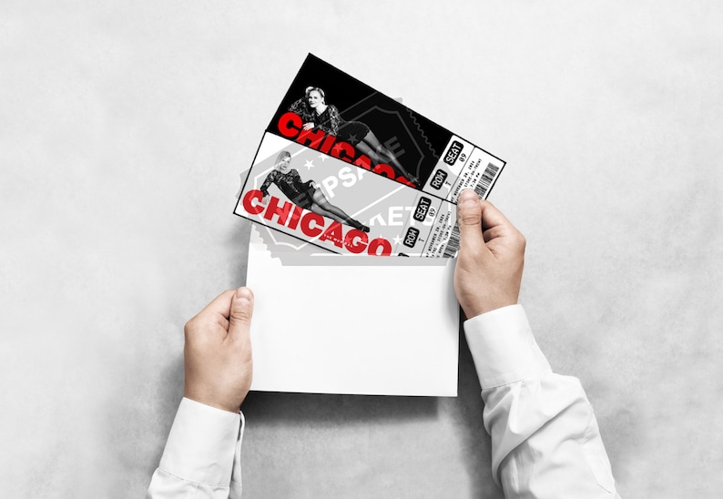 Printable Chicago the Musical Theatre Ticket Personalized Gift Reveal ...
