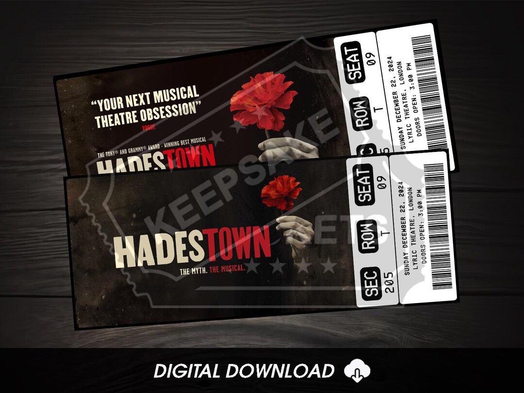 Printable Hadestown the Musical Theatre Ticket | Personalized Gift ...