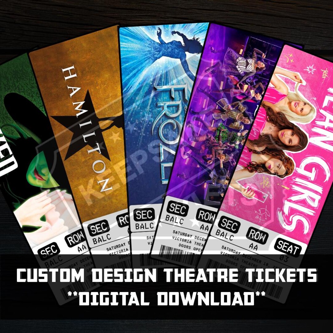 Custom Printable Musical Theatre Ticket | West End Broadway | Gift Reveal | Souvenir Keepsake ...