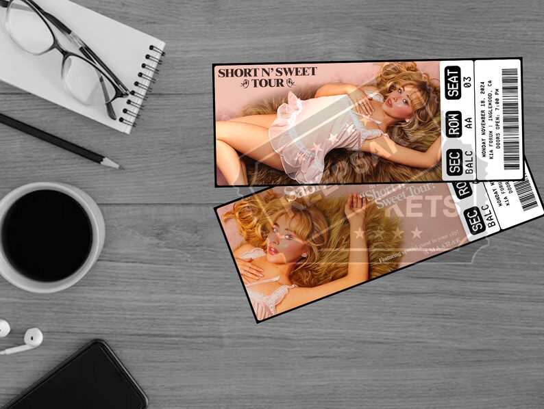 Printable Sabrina Carpenter Ticket Short N' Sweet Tour Personalized Gift Reveal Music Concert ...