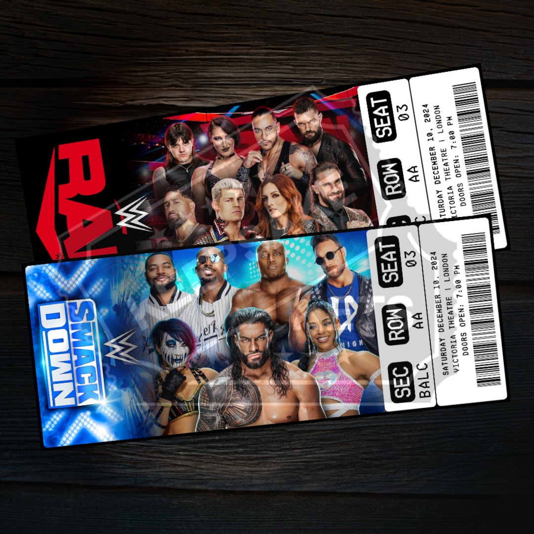 Printable WWE RAW Smackdown Ticket Personalized Gift Reveal Wrestling ...