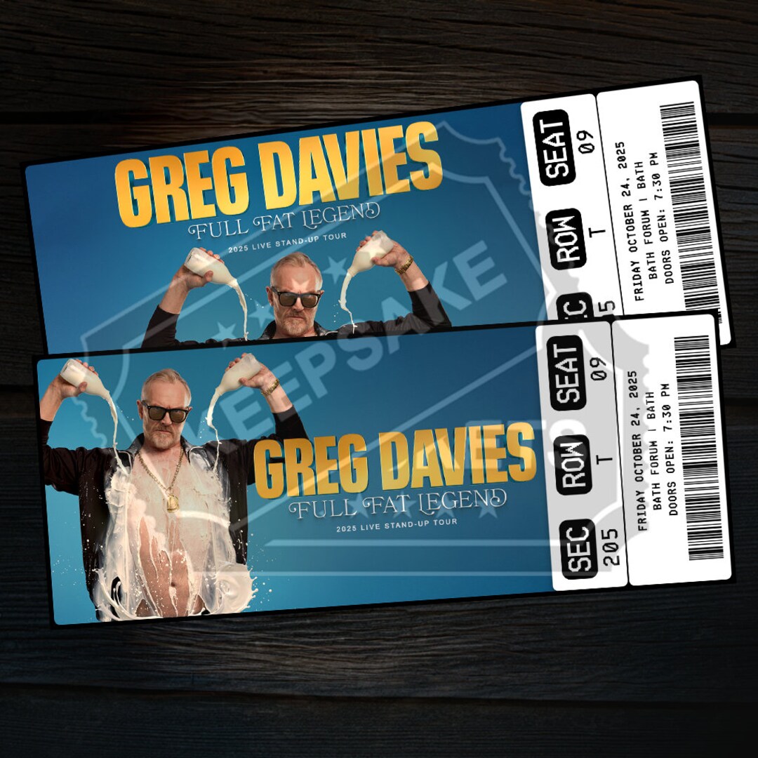 Printable Greg Davies Ticket Full Fat Legend Tour Personalized Live ...