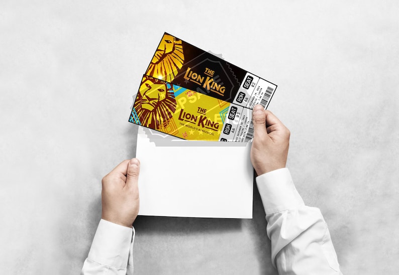 Printable the Lion King Musical Theatre Ticket Personalized Gift Reveal Editable West End ...