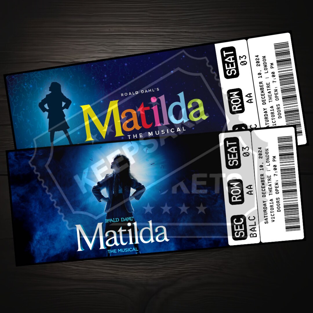 Printable Matilda the Musical Theatre Ticket Personalized Gift Reveal ...