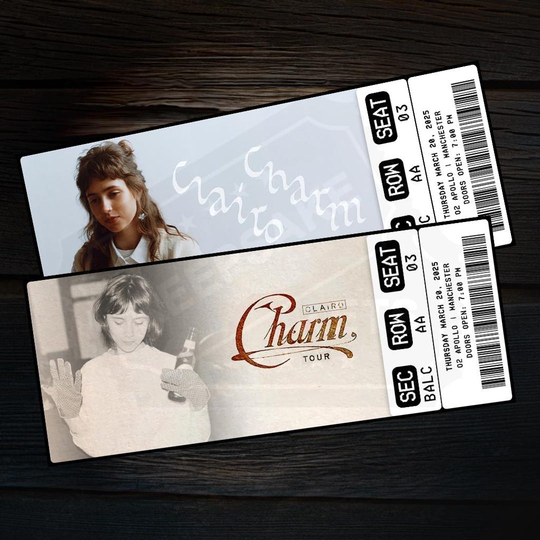 Printable Clairo Ticket Charm Tour Personalized Gift Reveal Music Concert Show Stub Editable ...