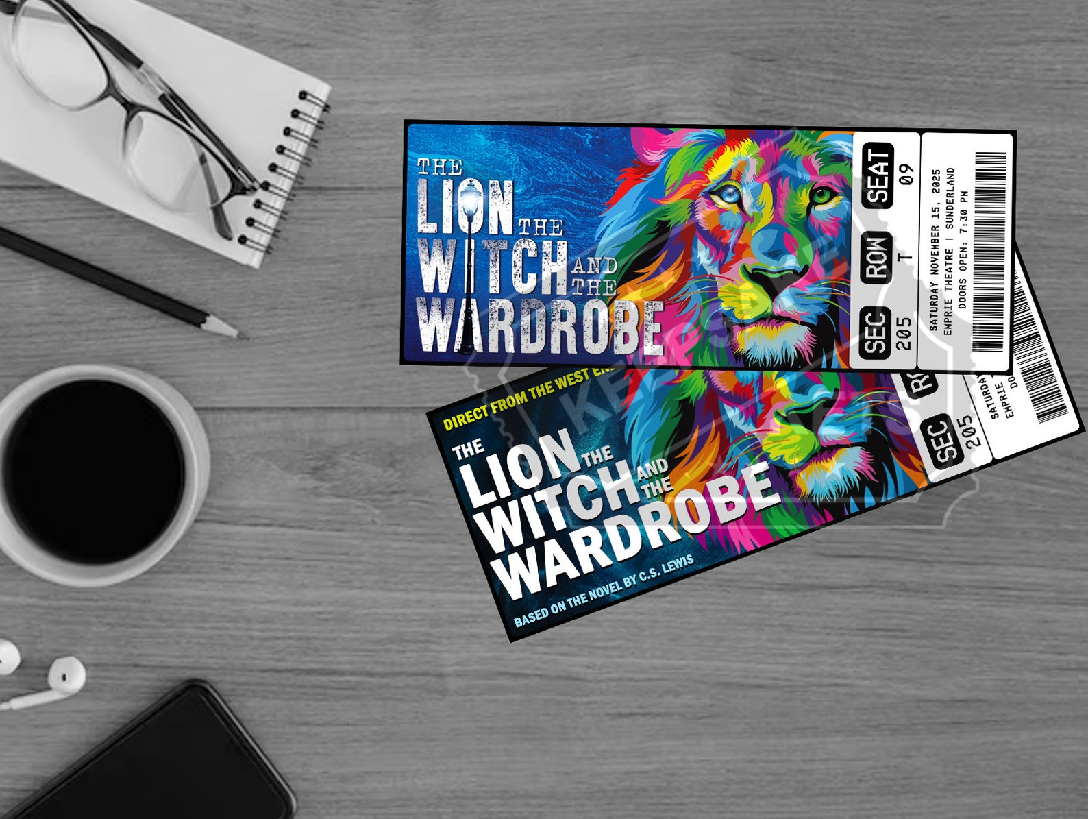 Printable Lion the Witch and the Wardrobe Musical Theatre Ticket ...