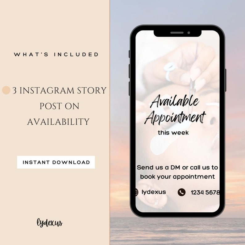 Beauty Schedule Template, Weekly Availability Instagram Story Template ...