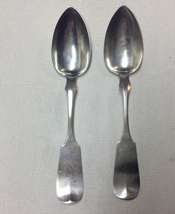 1835-81 Pair American Coin Silver Serving Spoons by James | Etsy