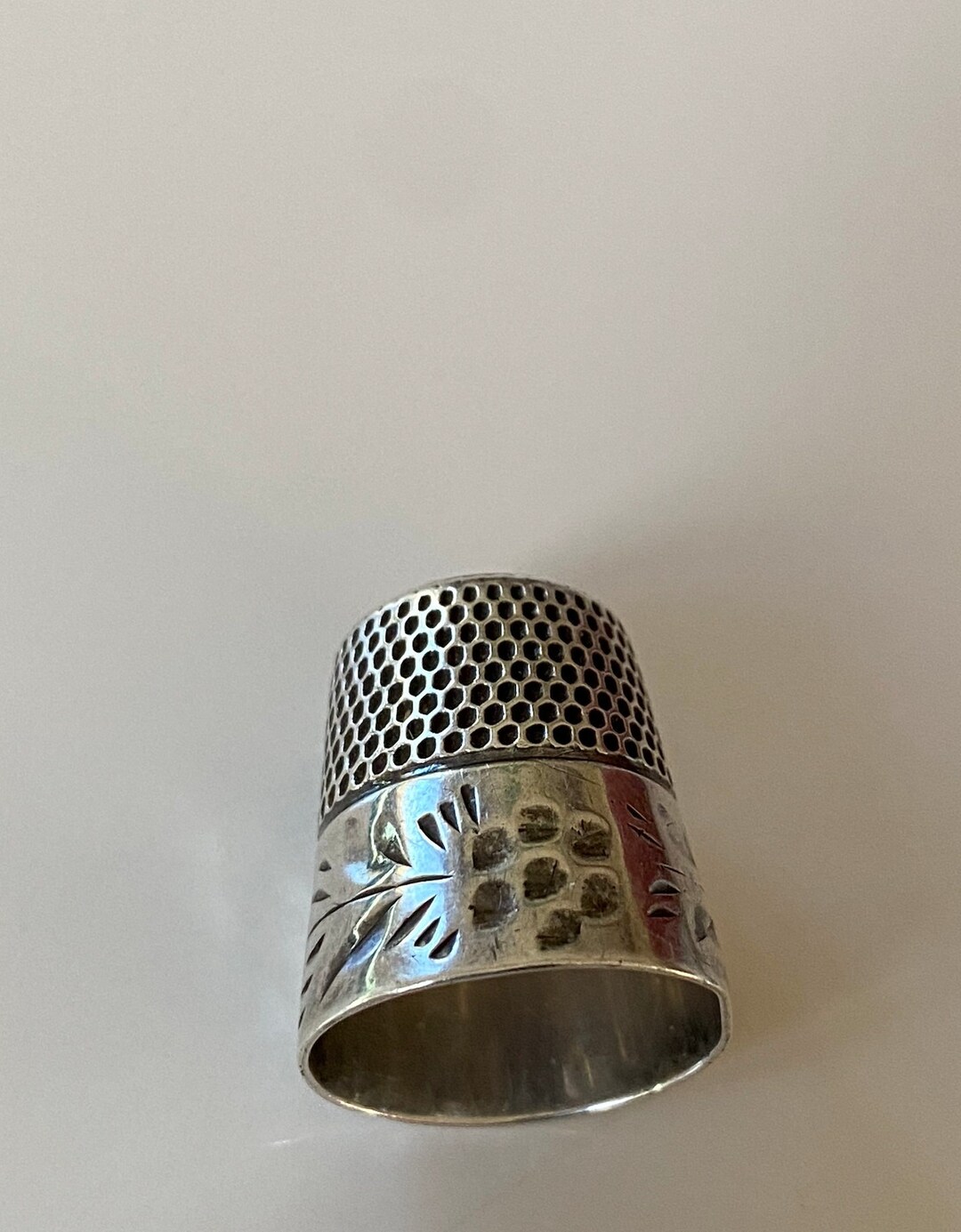 1921 Sterling Silver Sewing Thimble With Flowers Size 9 by Stern ...