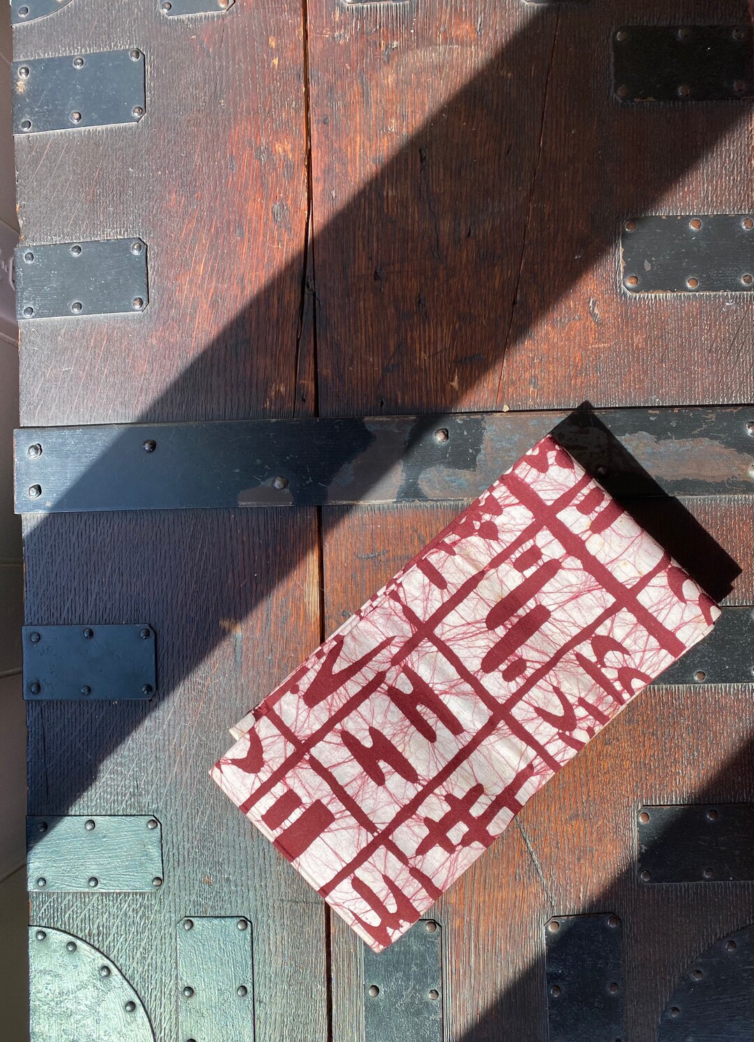 Japanese Wax Batik Cotton Obi or Sash in Burgundy and White - Etsy