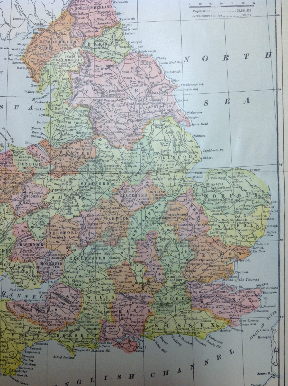 1897 England and Wales Map | Etsy