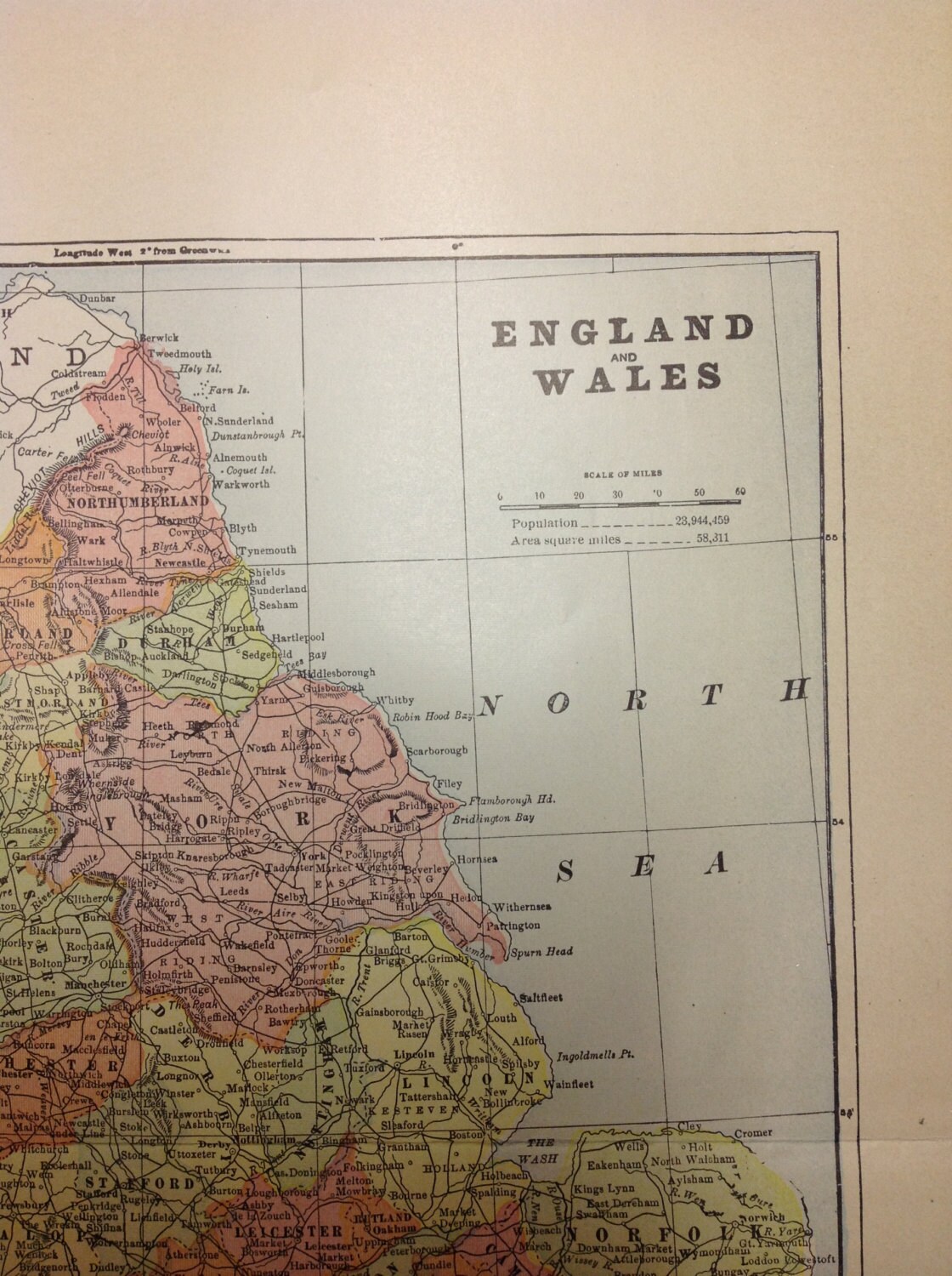 1897 England and Wales Map | Etsy