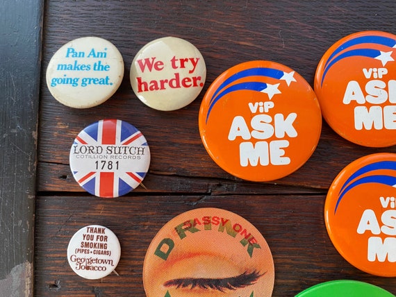 Assorted Promotional Advertising Buttons - Choose One… - Gem