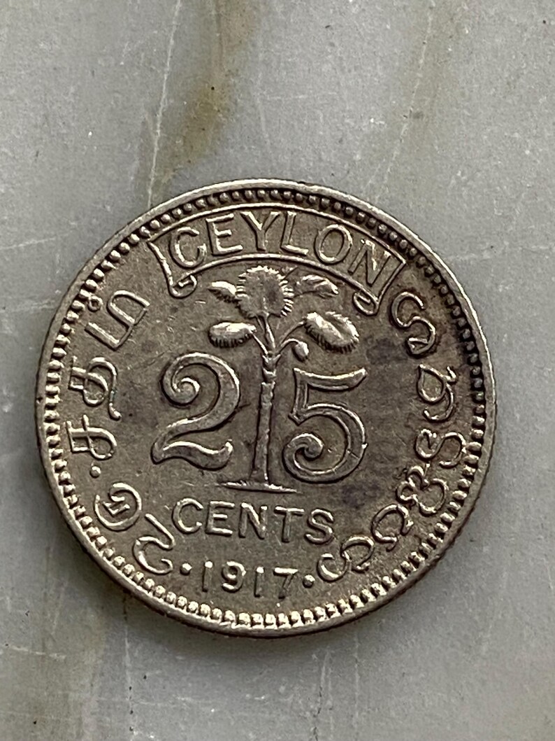 1917 Sri Lanka (ceylon) Silver 25 Cents Coin (XF) KM 105 - Etsy