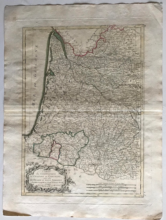 1774 Map of Gascony France | Etsy