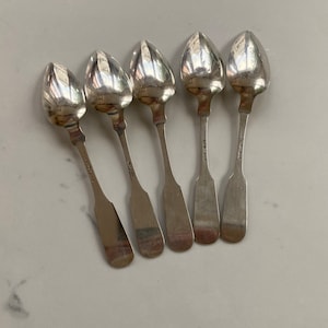 1856 Set of New York City Coin Silver Fiddleback Teaspoons by William ...