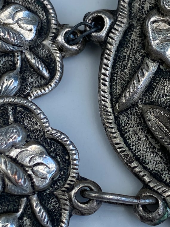 Antique Chinese Silver Plated Copper Belt with Lotus … - Gem