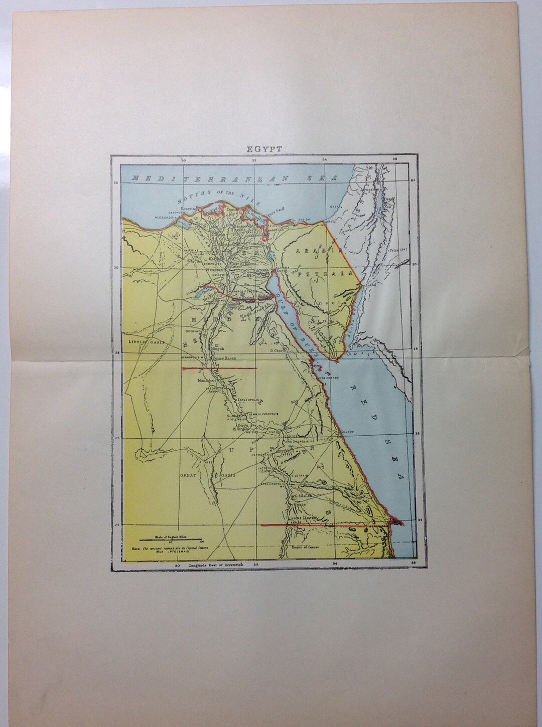 Color Egypt Country Map - 1897 - Etsy