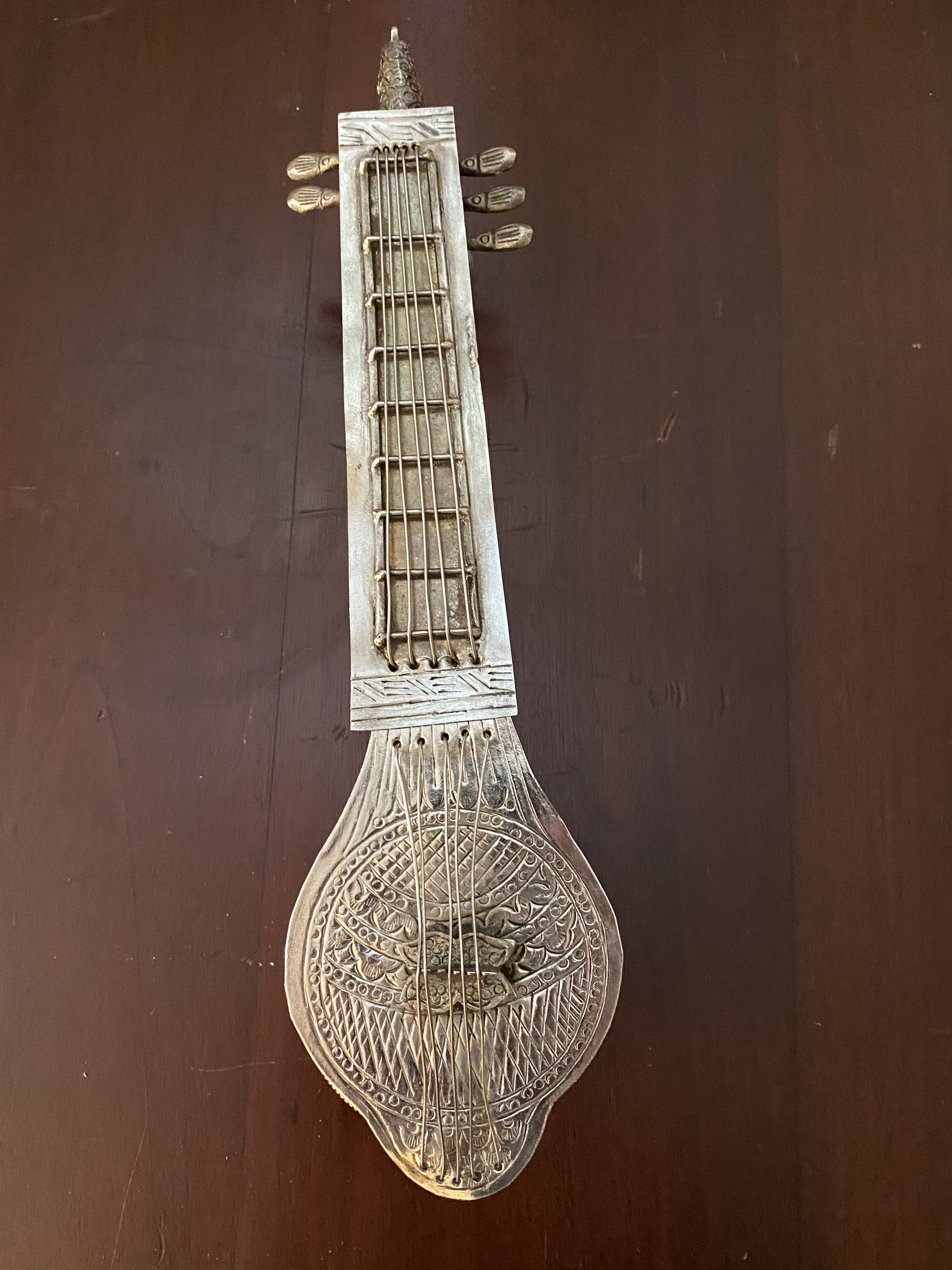 14" Indian Sterling Silver Carnata Tambura Form Spice Box (530 grams+ ...