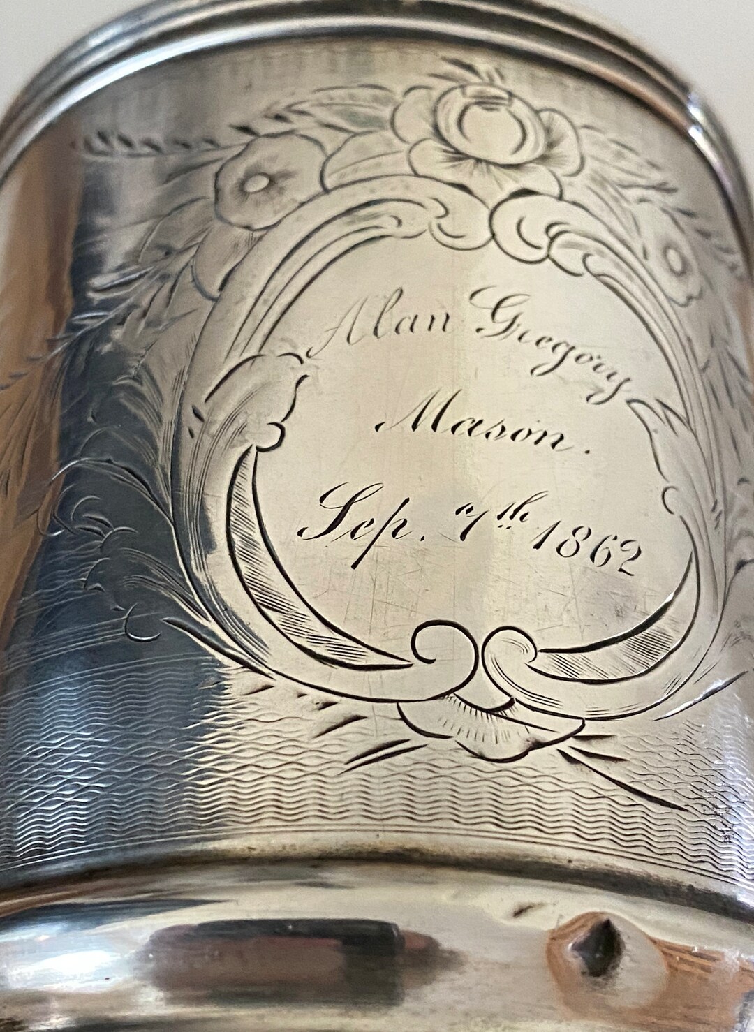 1862 Albert Coles Coin Silver Child's Cup - Murder Crime Related - Alan ...