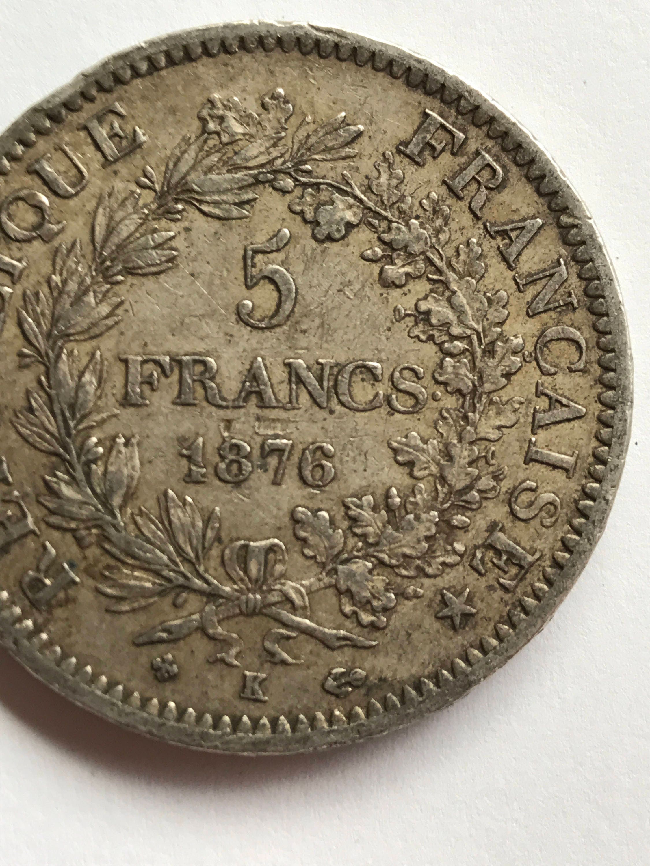 1876 K French Silver 5 Francs Coin VF Bordeaux - Etsy