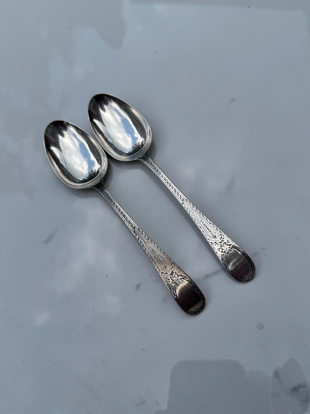 1784 Sterling Silver George III English Teaspoon Pair by John Lambe ...