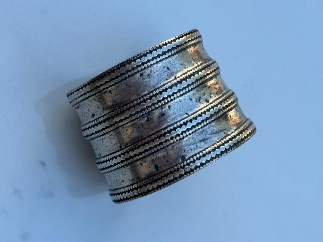 Pakistani Tribal Silver Bangle | Handcrafted Baloch Nomadic 7.85" Cuff ...