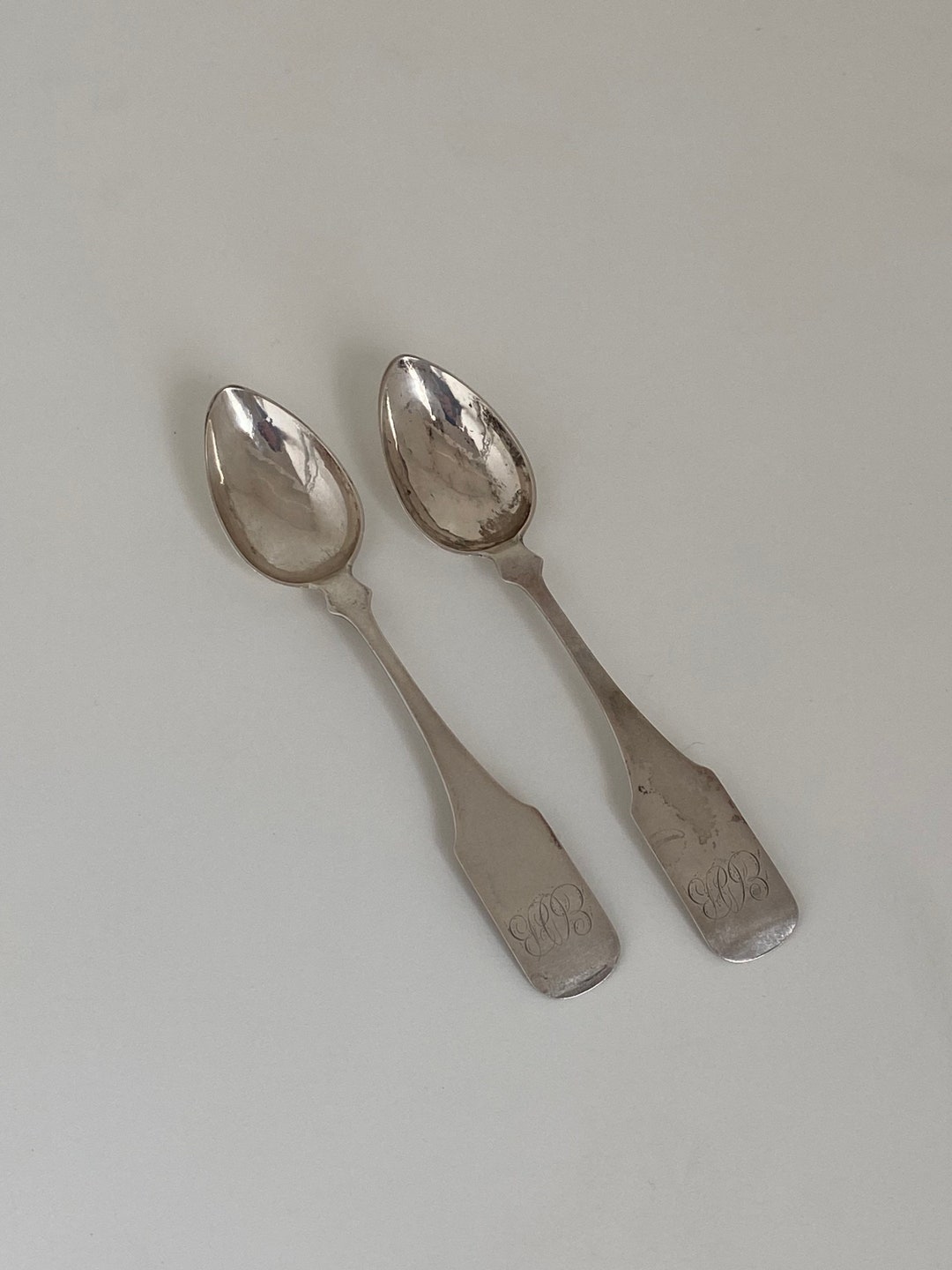 Ca. 1865 William L Mannerback Coin Silver Teaspoon Pair Reading, PA - Etsy